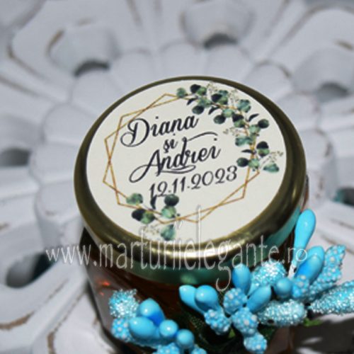 Eticheta Marturii Nunta cu Frunze de Eucalipt - MarturiiElegante.ro