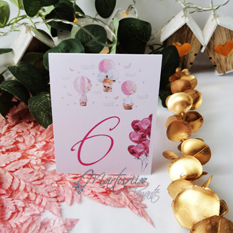 Invitatie Botez cu Animalute Haioase si Baloane Inima